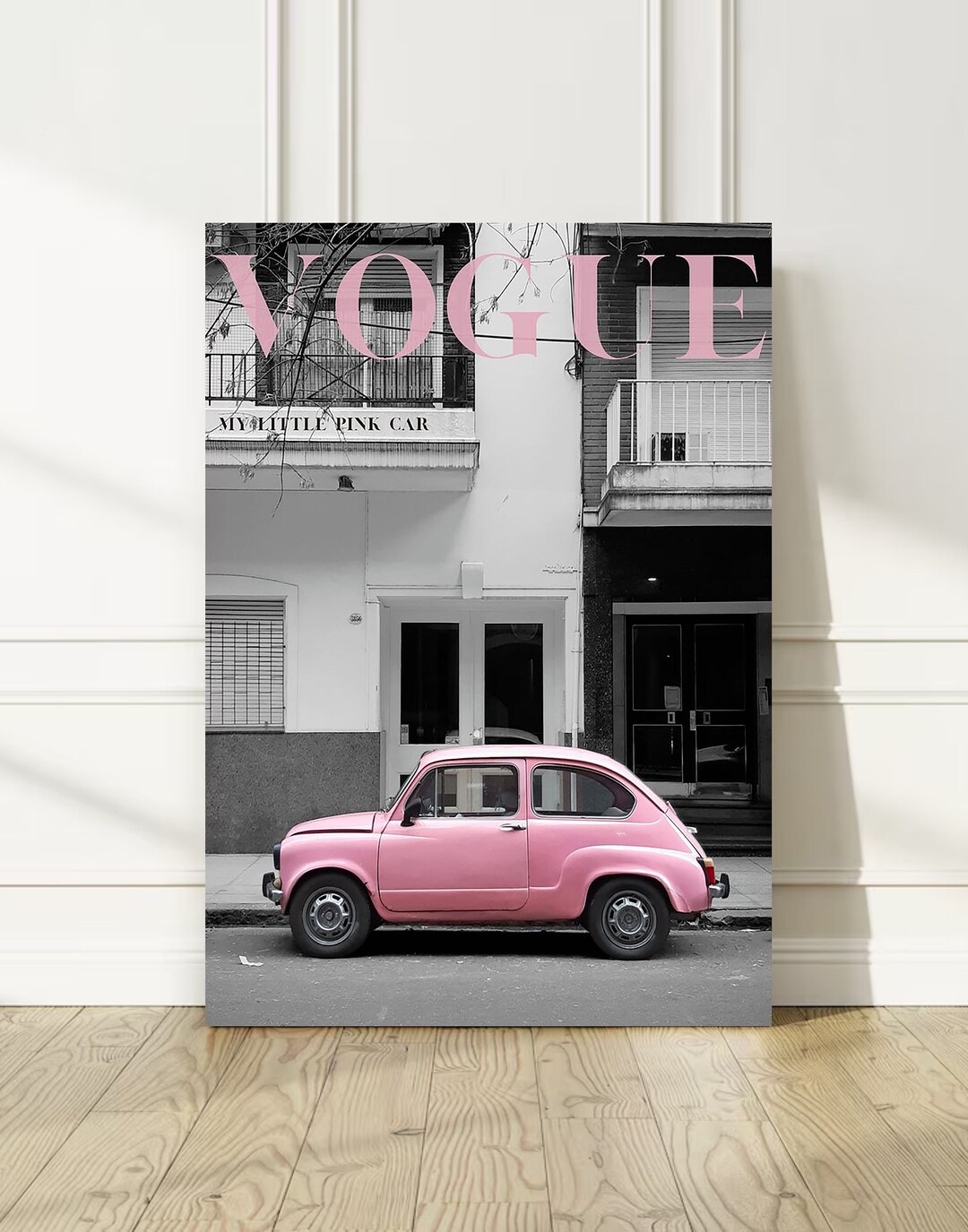 Vintage Vogue Magazine Cover Art Print Download Retro Pink Car Digital ...