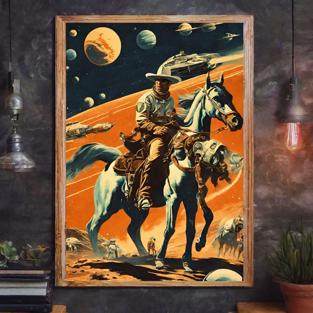 Space Western Wall Art Decor Space Cowboys Digital Art Print Space ...