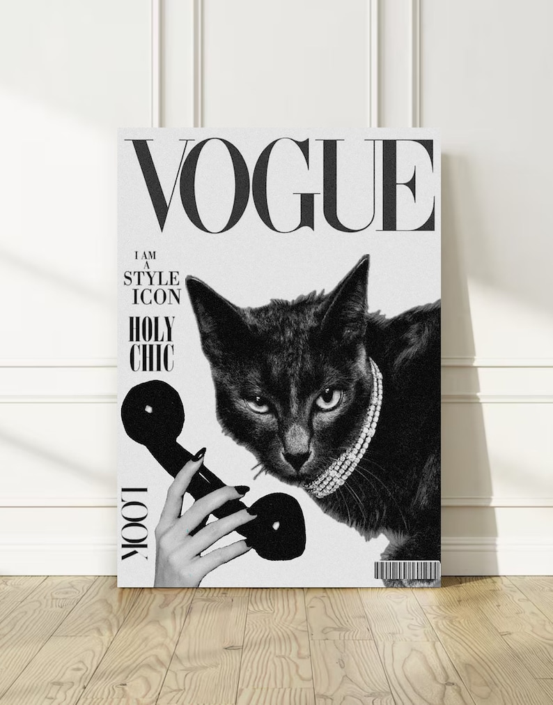 Vintage Vogue Magazine Cover Art Print Download Retro Fashion Poster ...