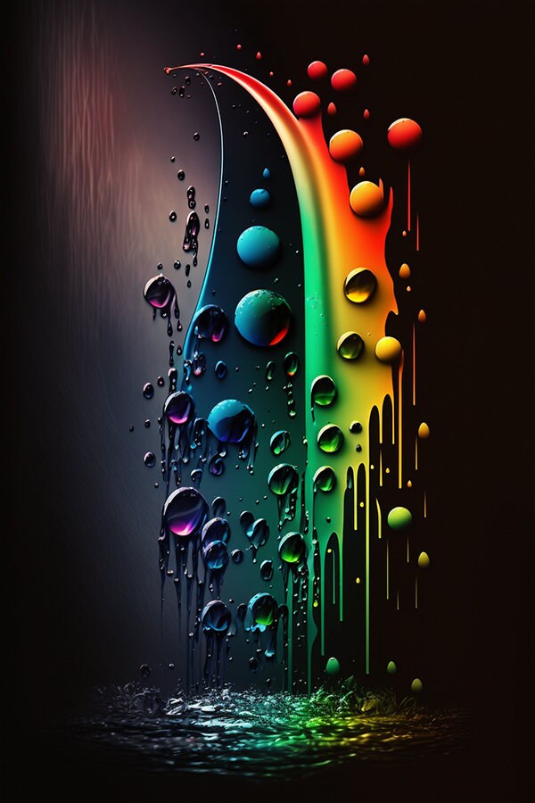 Rainbow With Raindrops, Colored Drops, Multicolored Rain - Etsy