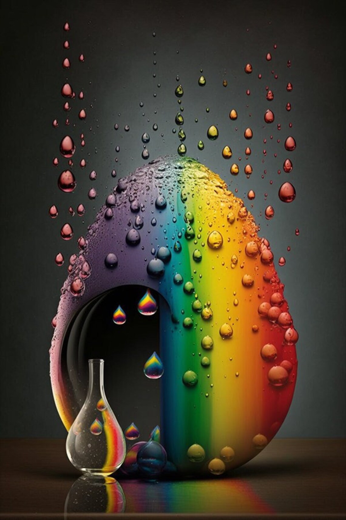 Rainbow With Raindrops, Colored Drops, Multicolored Rain - Etsy