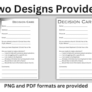 Printable Ministry Decision Card - Etsy