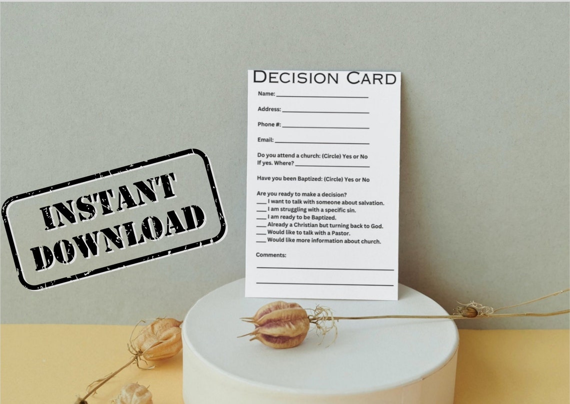 Printable Ministry Decision Card - Etsy