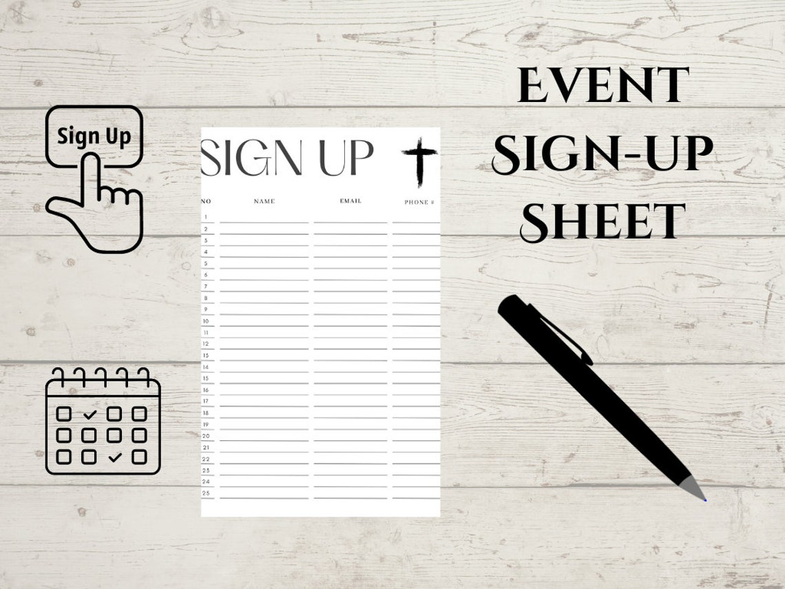 Printable Digital Event Sign-up Sheet - Etsy