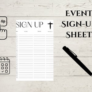 Printable Digital Event Sign-up Sheet - Etsy