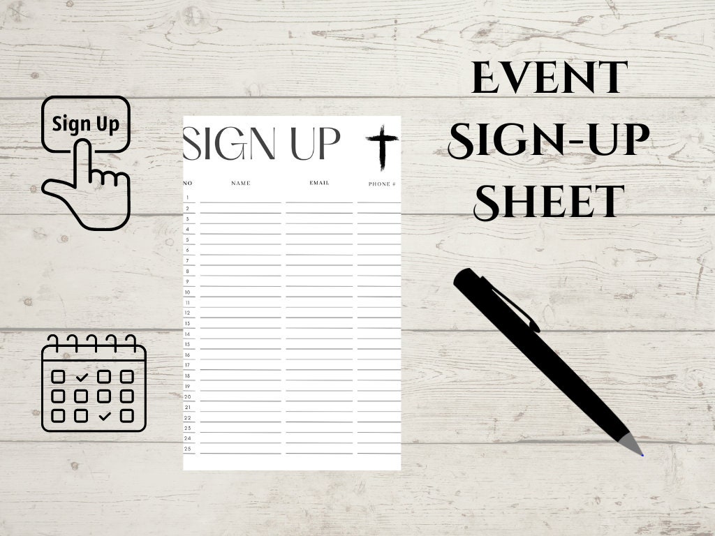 Printable Digital Event Sign-up Sheet - Etsy