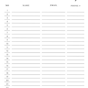 Printable Digital Event Sign-up Sheet - Etsy