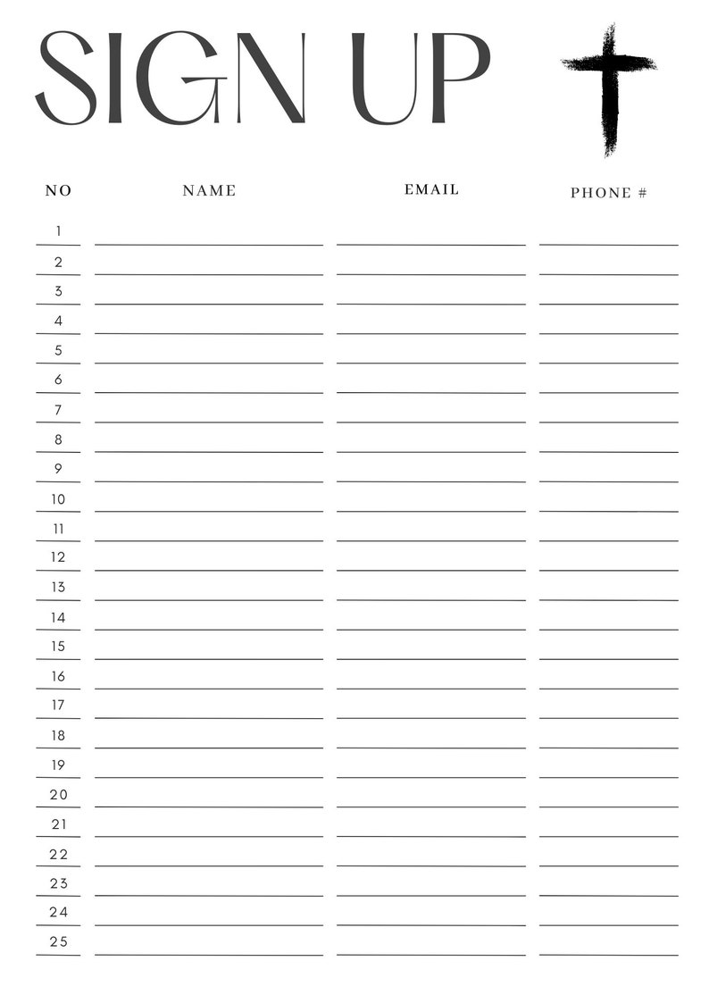 Printable Digital Event Sign-up Sheet - Etsy