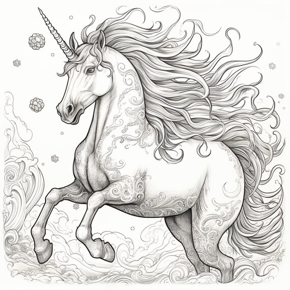 Realistic Unicorn Coloring Pages