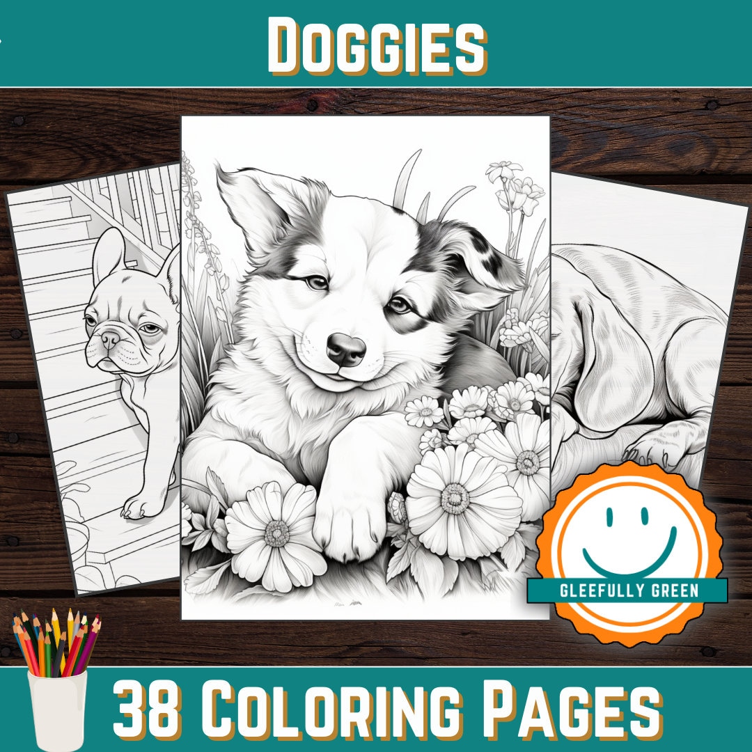38 Relaxing Dog Coloring Pages for Kids and Adults Digital Download ...