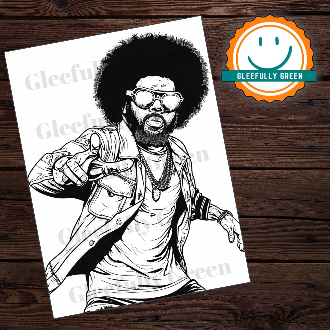50 Afro Coloring Pages for Adults and Kids, Digital Download, Grayscale ...
