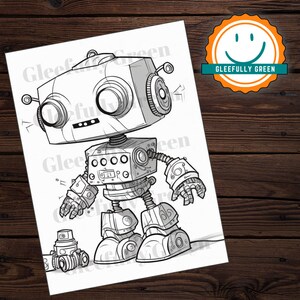 10 Cute Robot Coloring Pages for Adults and Kids, Digital Download ...