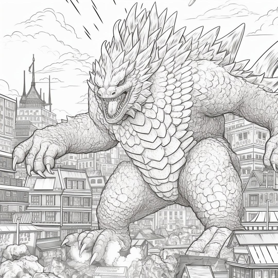 10 Printable Kaiju Coloring Pages for Kids and Adults Digital Download ...