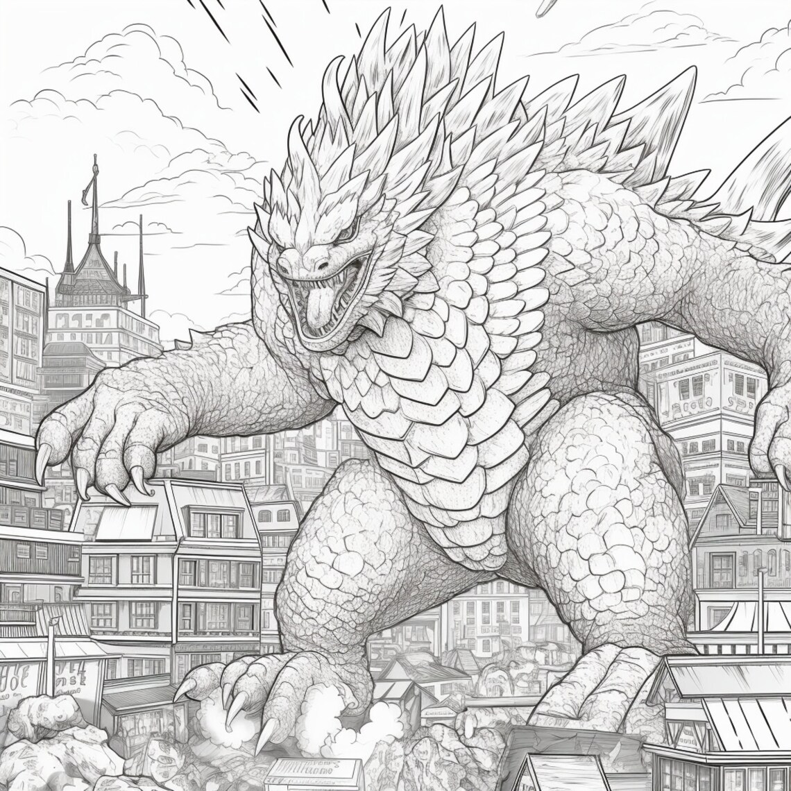 Buy 10 Printable Kaiju Coloring Pages for Kids and Adults Digital ...