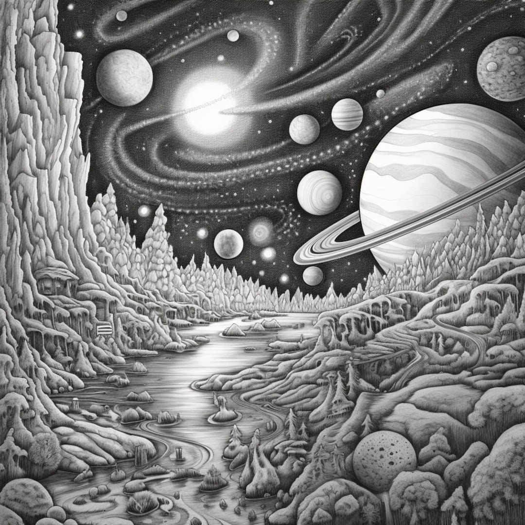 22 Printable Trippy Outer Space Coloring Pages for Kids and Adults ...