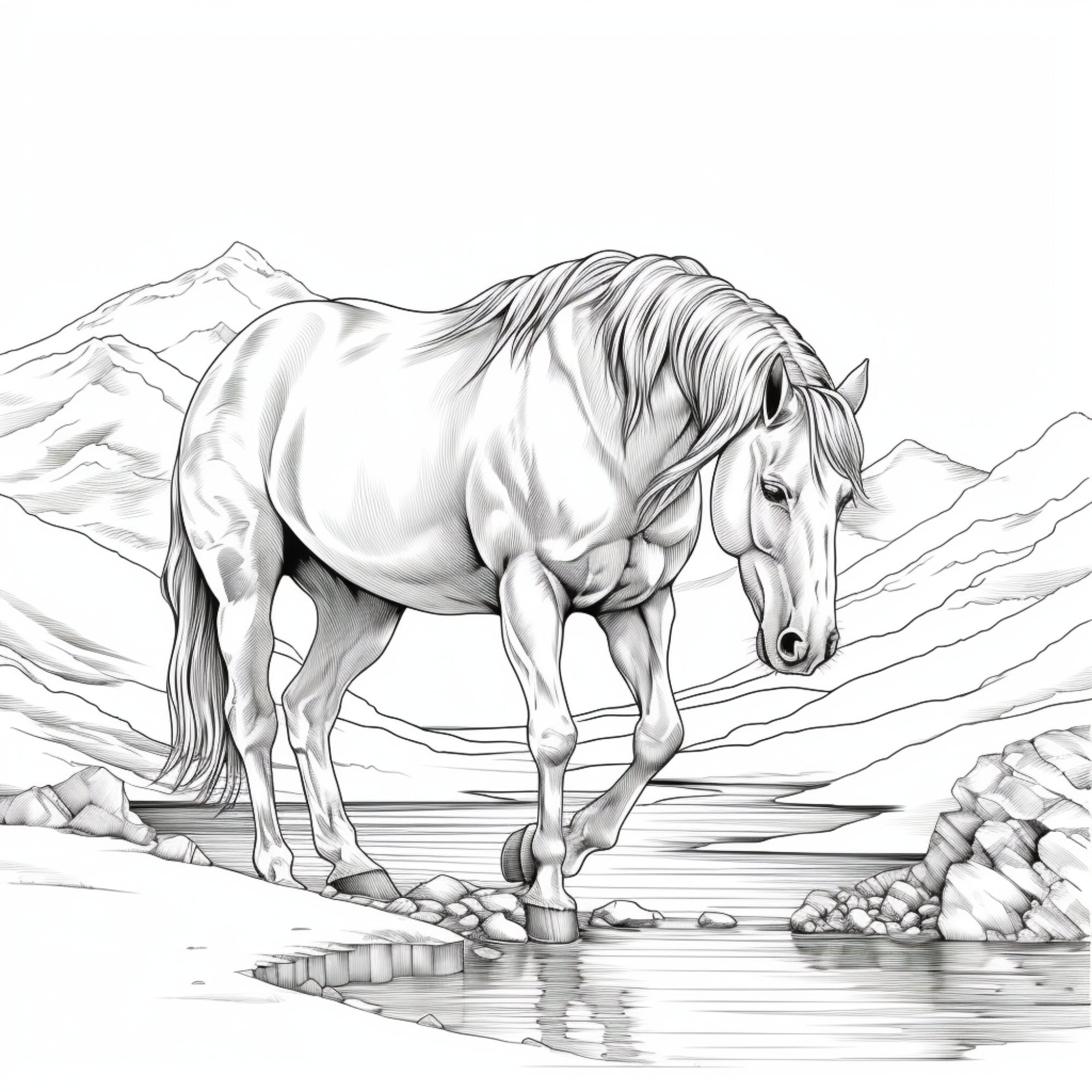 VOL. 3 20 Printable Horse Coloring Pages for Kids and Adults Digital ...