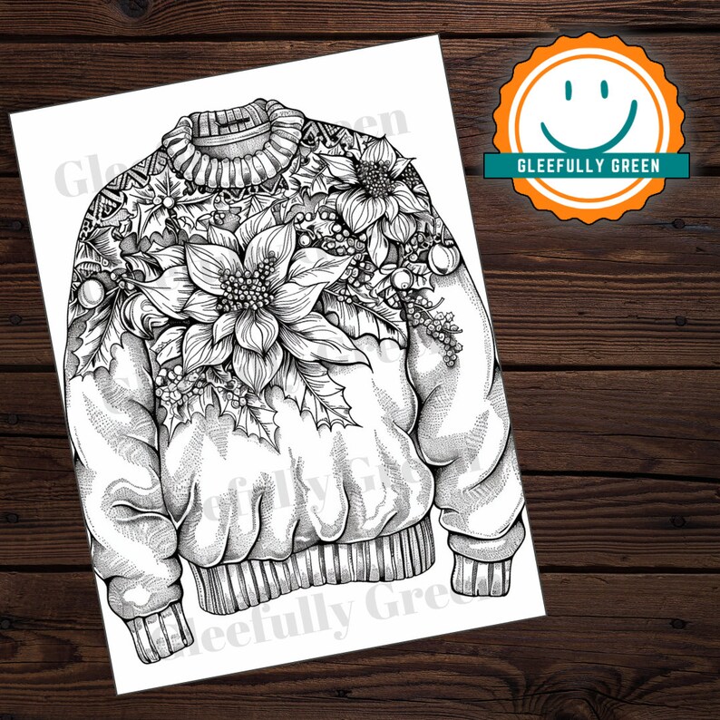 30 Christmas Ugly Sweater Coloring Pages for Adults and Kids Digital ...
