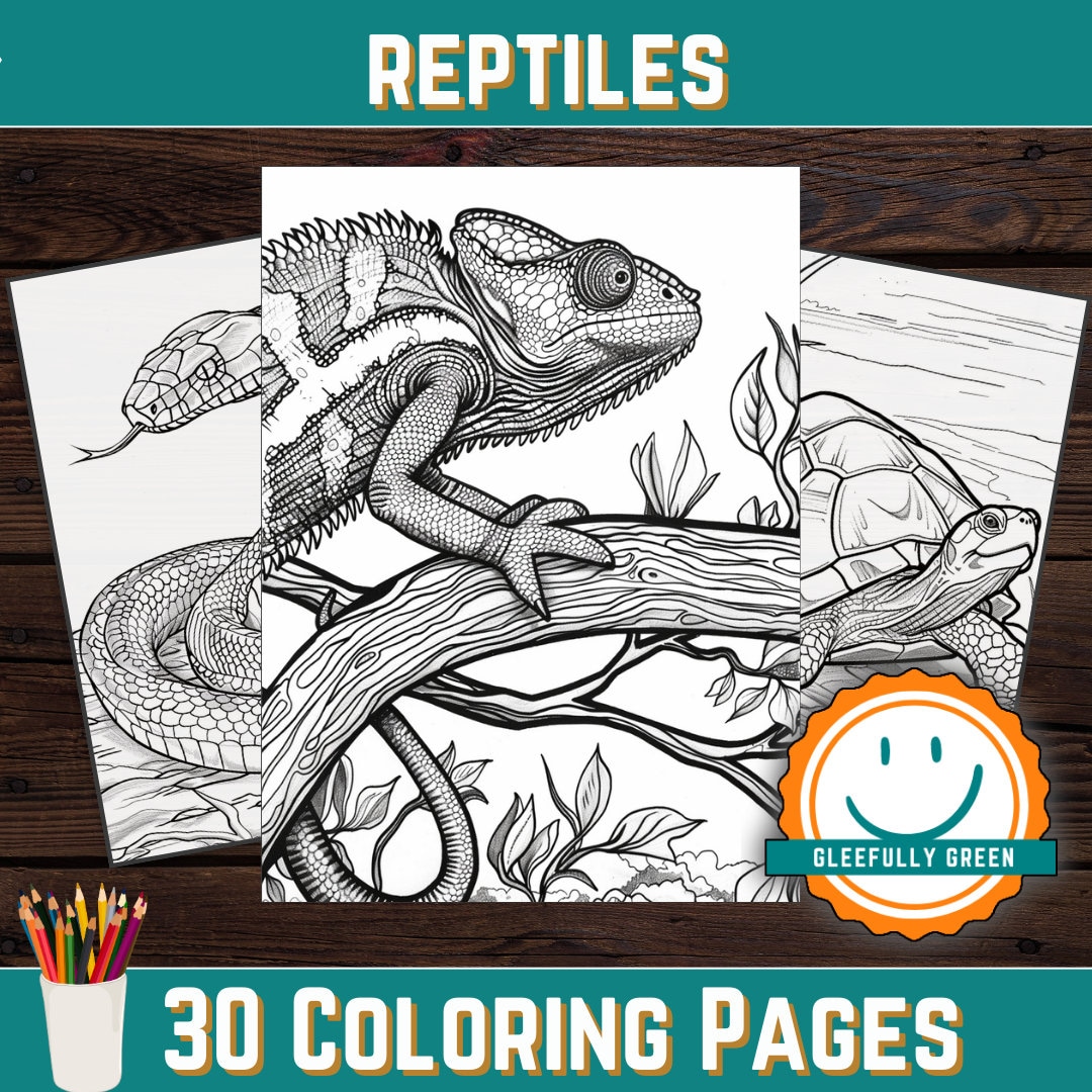 30 Amazing Reptile Coloring Pages for Adults and Kids Digital Download ...