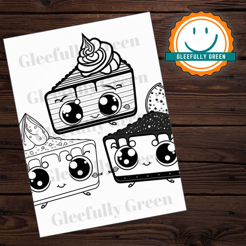 10 Kawaii Dessert Coloring Pages for Adults and Kids Digital Download ...