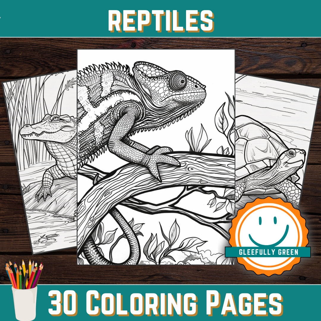 10 Printable Reptile Coloring Pages for Kids and Adults Digital ...