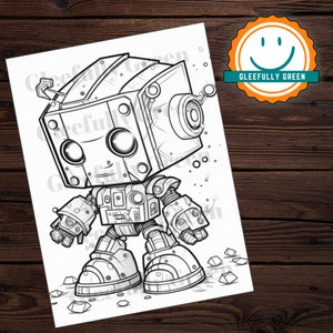 10 Cute Robot Coloring Pages for Adults and Kids, Digital Download ...