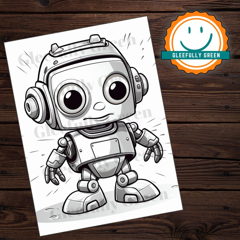 26 Cute Robot Coloring Pages for Adults and Kids Digital Download ...