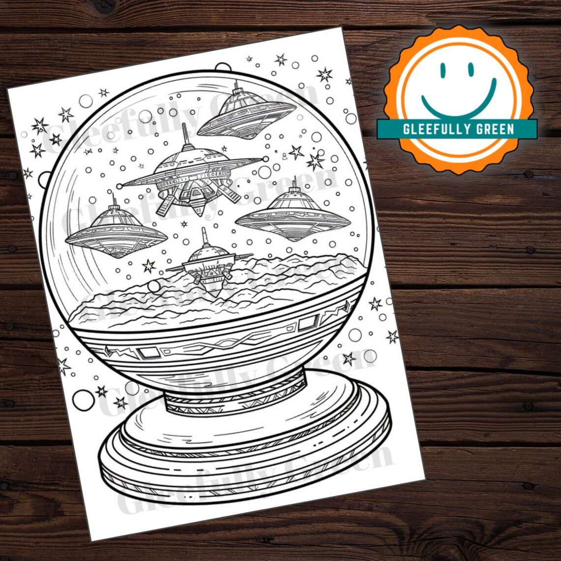 50 Trippy Cosmic Snow Globe Coloring Pages for Adults and Kids Digital ...