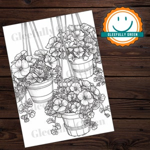 50 Printable Potted Flowers Coloring Pages for Kids and Adults Digital ...