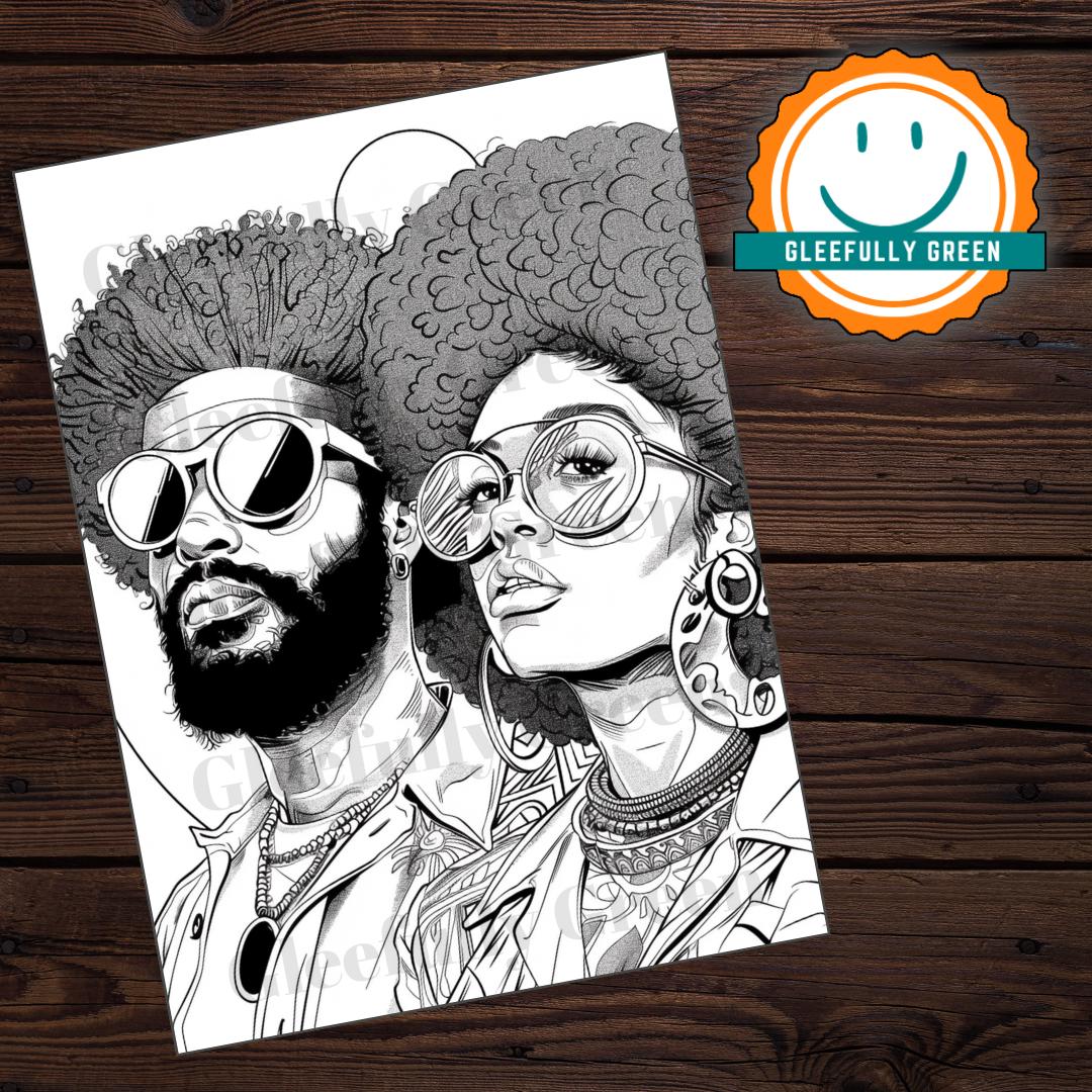 50 Afro Coloring Pages for Adults and Kids, Digital Download, Grayscale ...