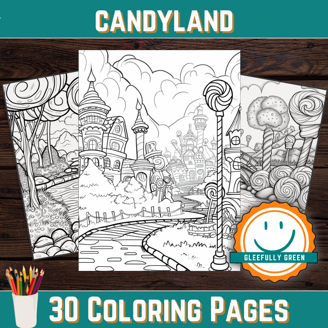 30 Candyland Coloring Pages for Adults and Kids Digital Download ...