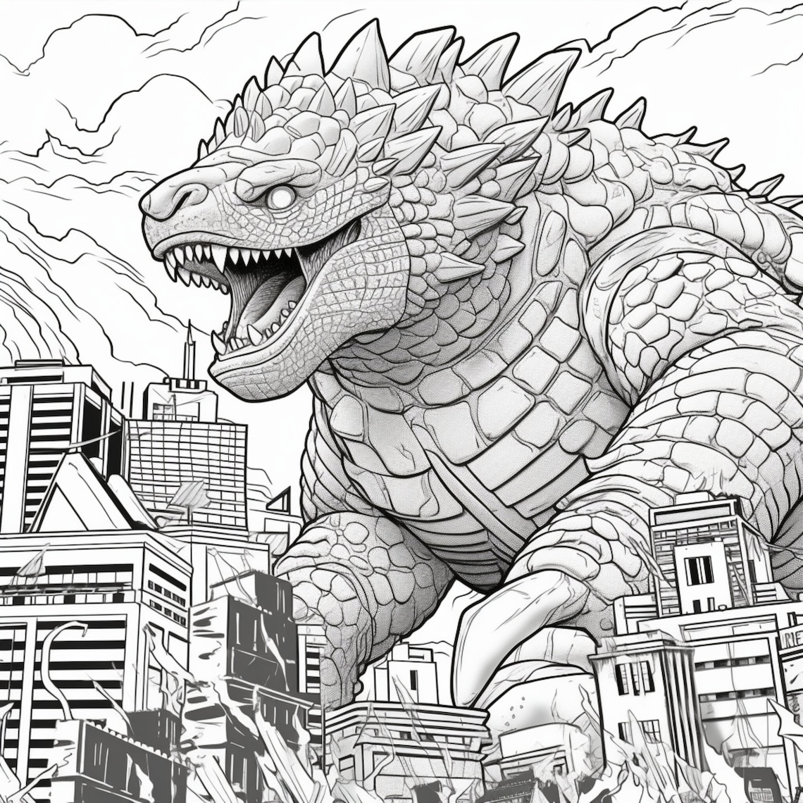 Buy 10 Printable Kaiju Coloring Pages for Kids and Adults Digital ...