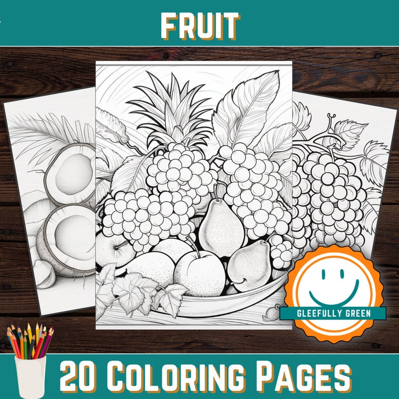 20 Tasty Juicy Fruit Coloring Pages for Adults and Kids Digital ...