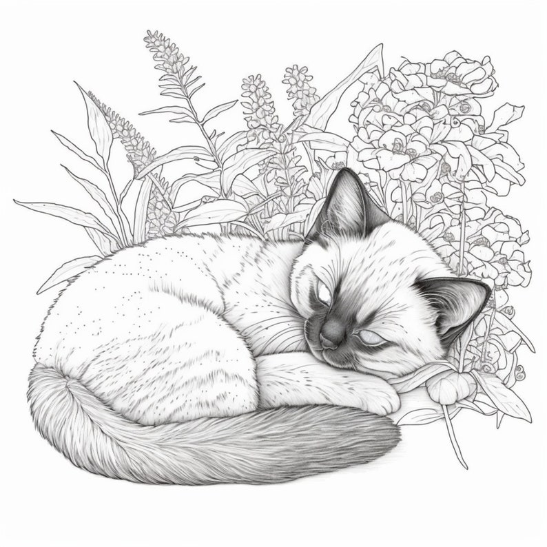 10 Printable Sleeping Kitten Coloring Pages for Kids and Adults Digital Download PDF - Etsy