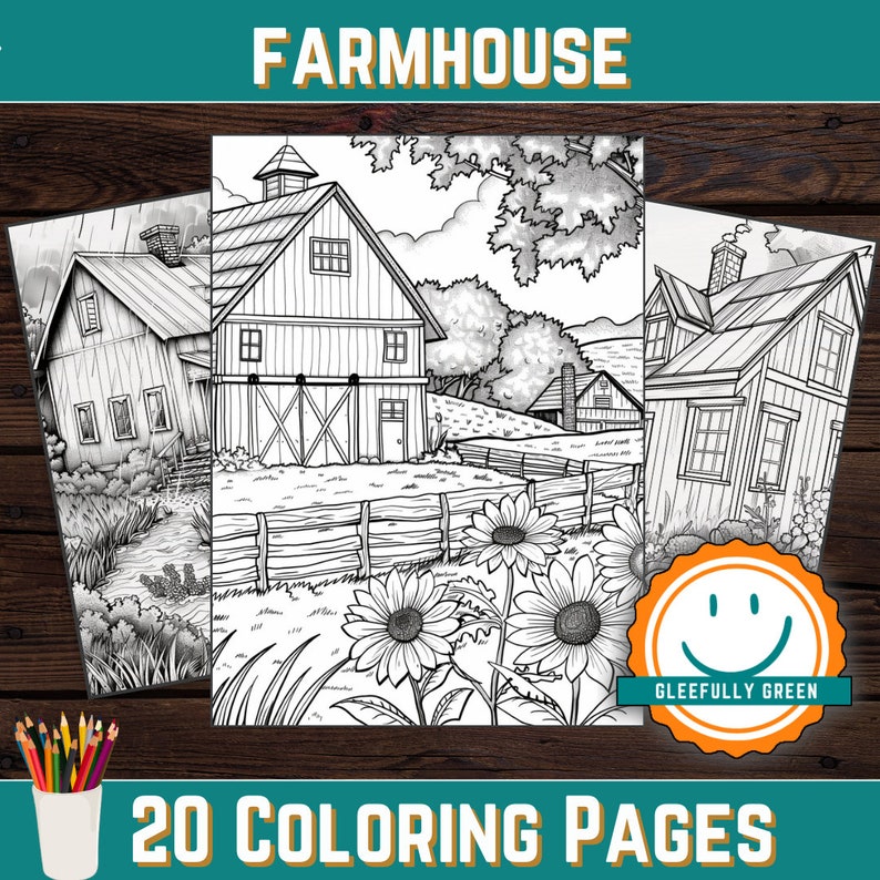 20 Printable Farmhouse Coloring Pages for Kids and Adults Digital ...