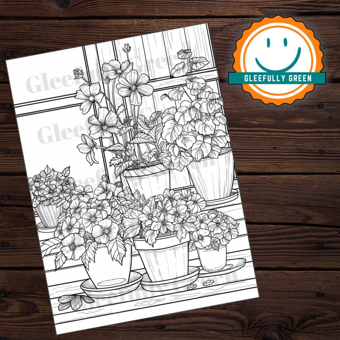 50 Printable Potted Flowers Coloring Pages for Kids and Adults Digital ...