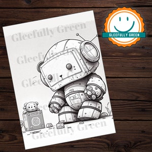 10 Cute Robot Coloring Pages for Adults and Kids, Digital Download ...