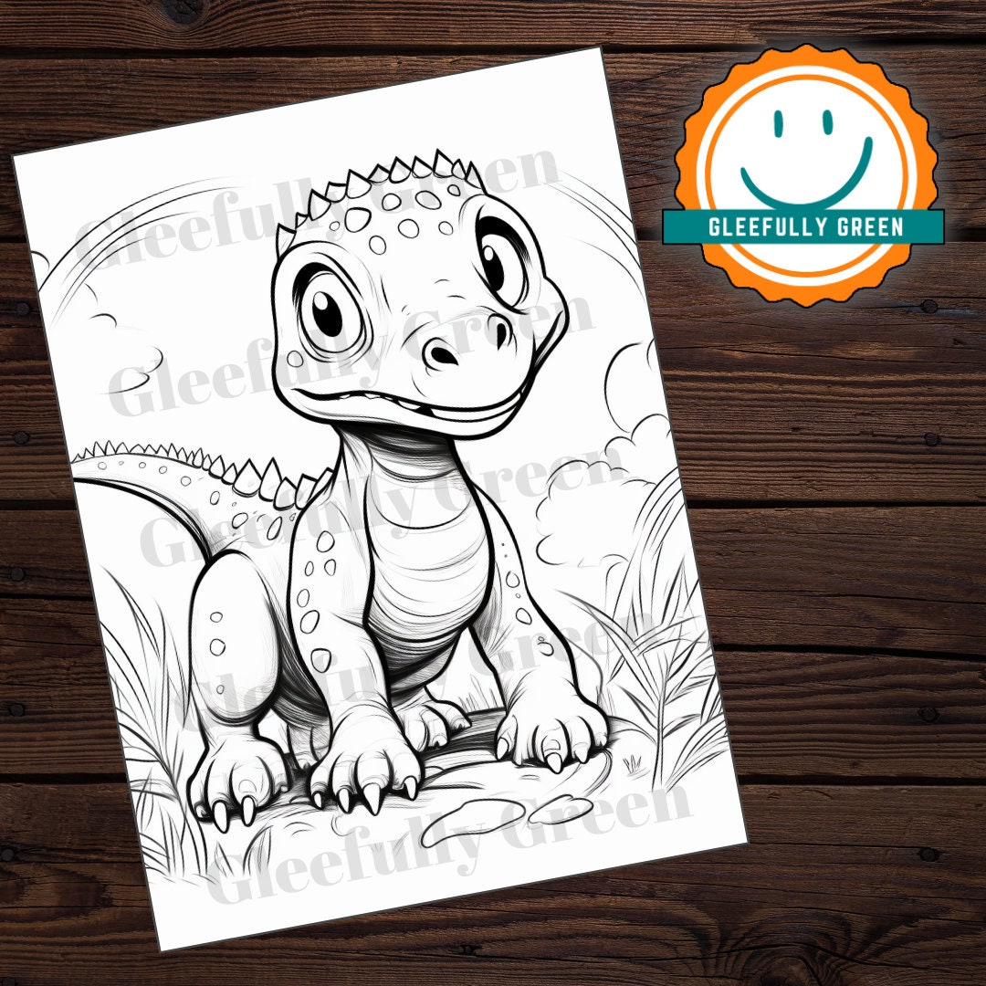 20 Dinosaur Coloring Pages for Adults and Kids Digital Download ...