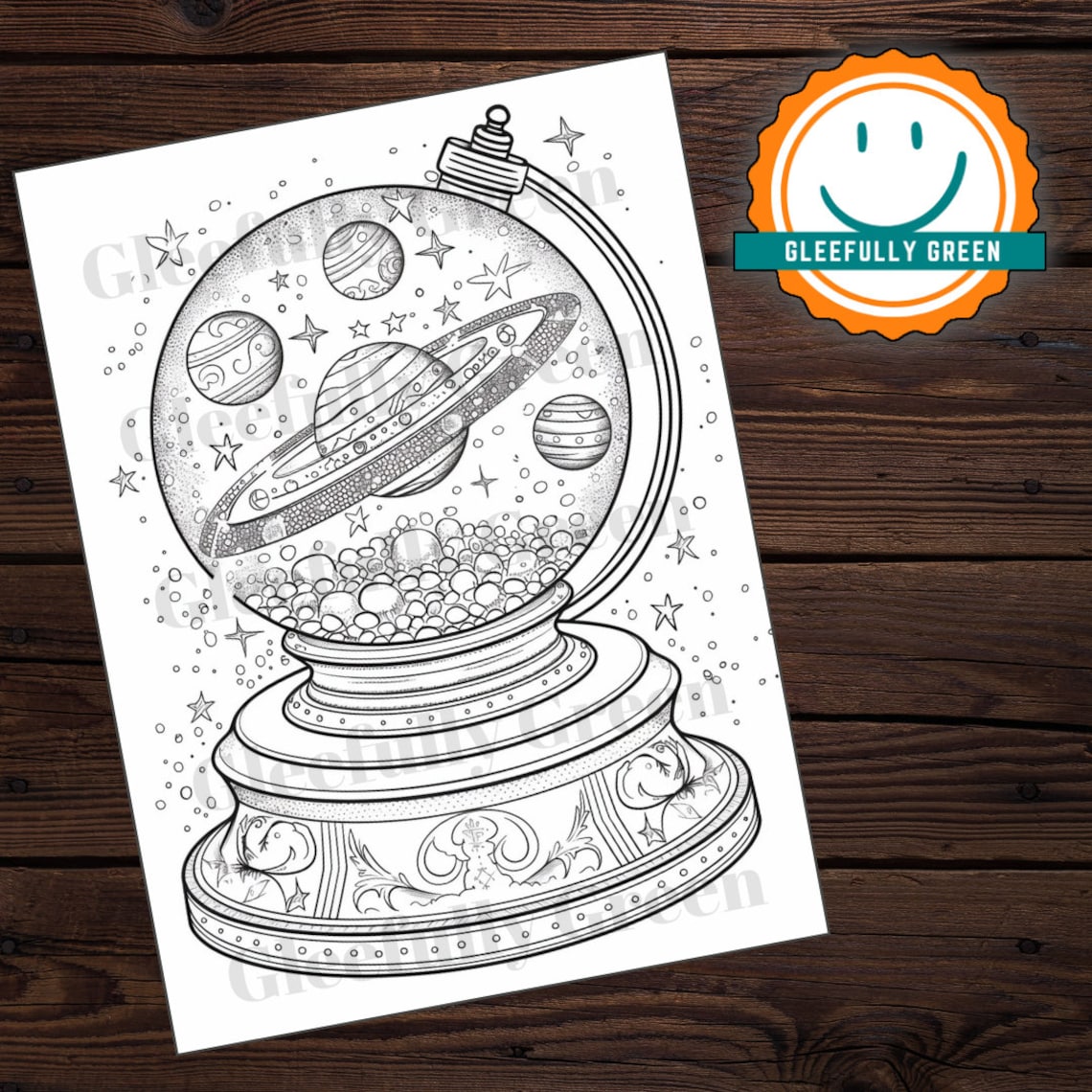 50 Trippy Cosmic Snow Globe Coloring Pages for Adults and Kids Digital ...