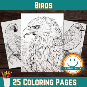 88 Birds Coloring Pages, Bird Coloring Book, Grayscale Coloring ...