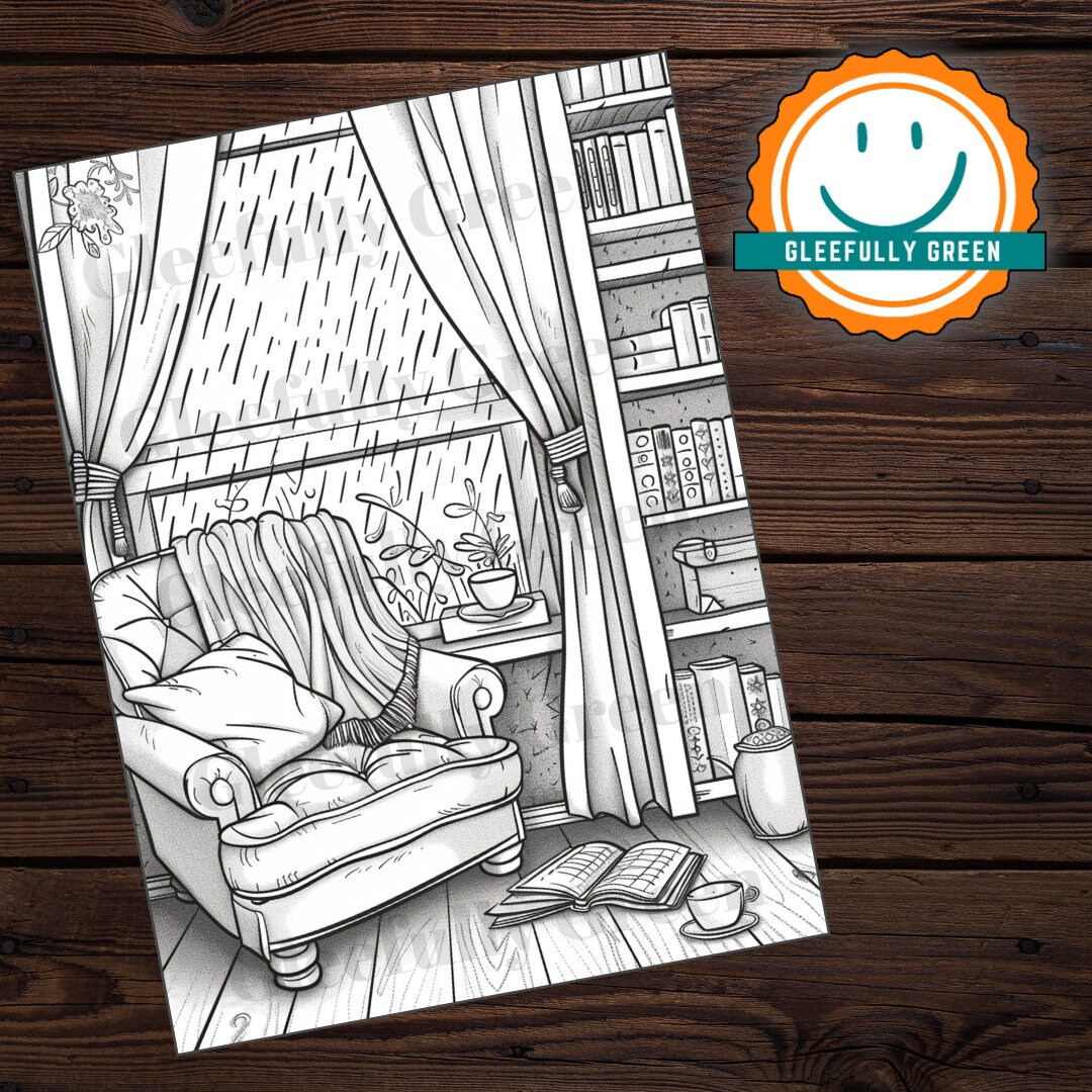 30 Warm Cozy Room Coloring Pages for Adults and Kids Digital Download ...