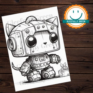 10 Cute Robot Coloring Pages for Adults and Kids, Digital Download ...
