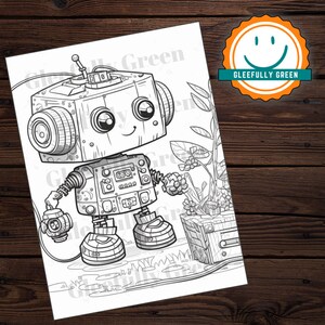 10 Cute Robot Coloring Pages for Adults and Kids, Digital Download ...