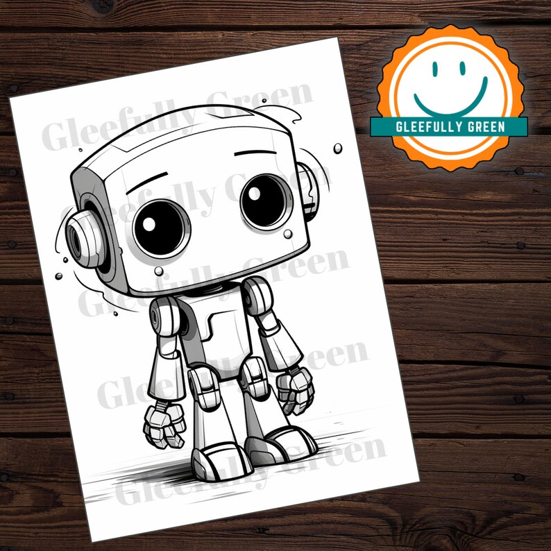 26 Cute Robot Coloring Pages for Adults and Kids Digital Download ...