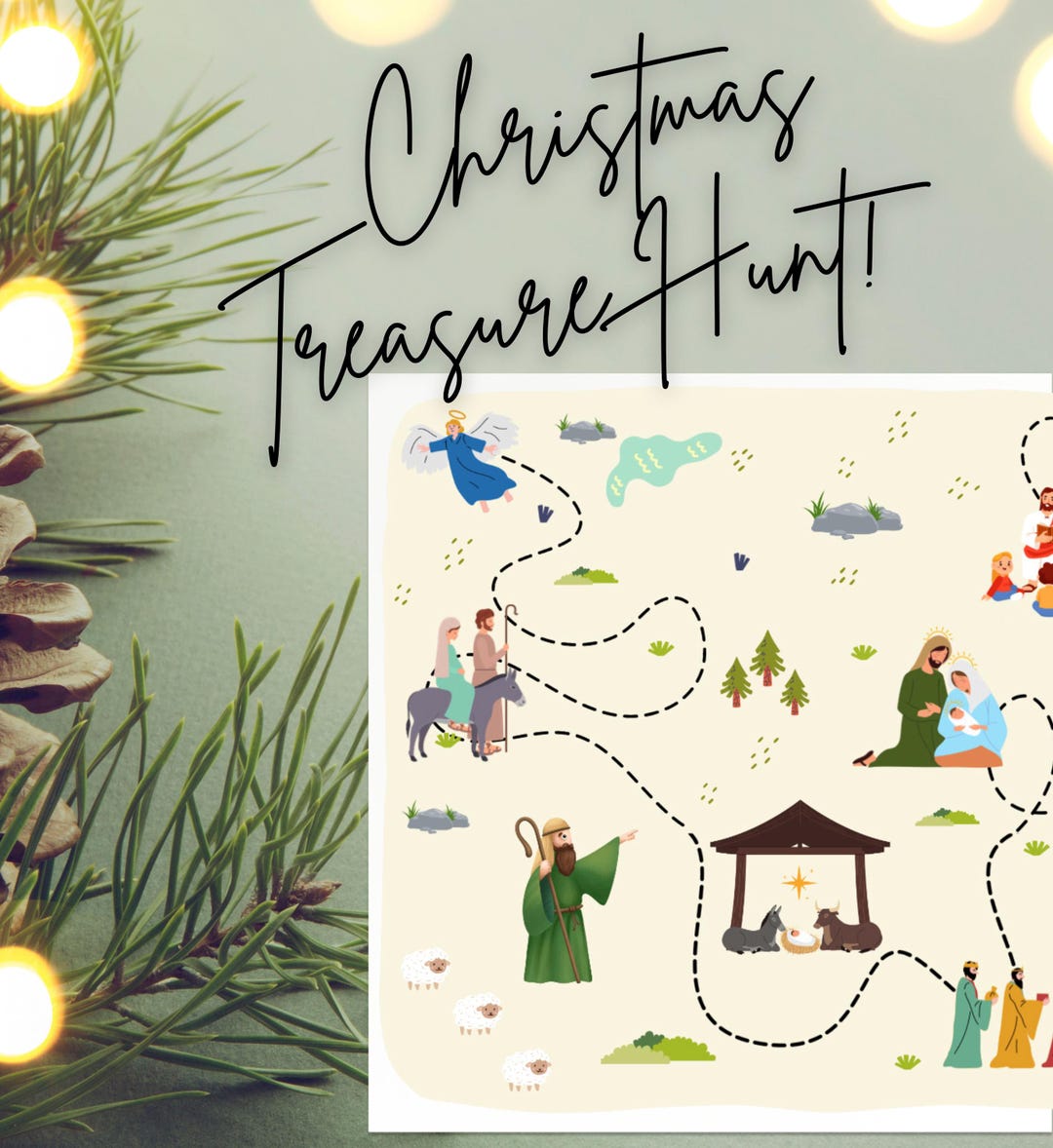 Christian Christmas Scavenger Hunt | 10 Clue Christmas Treasure Hunt ...