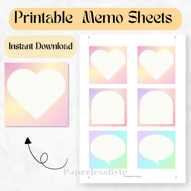 Printable Memo Sheets Gradient |instant Download - Etsy
