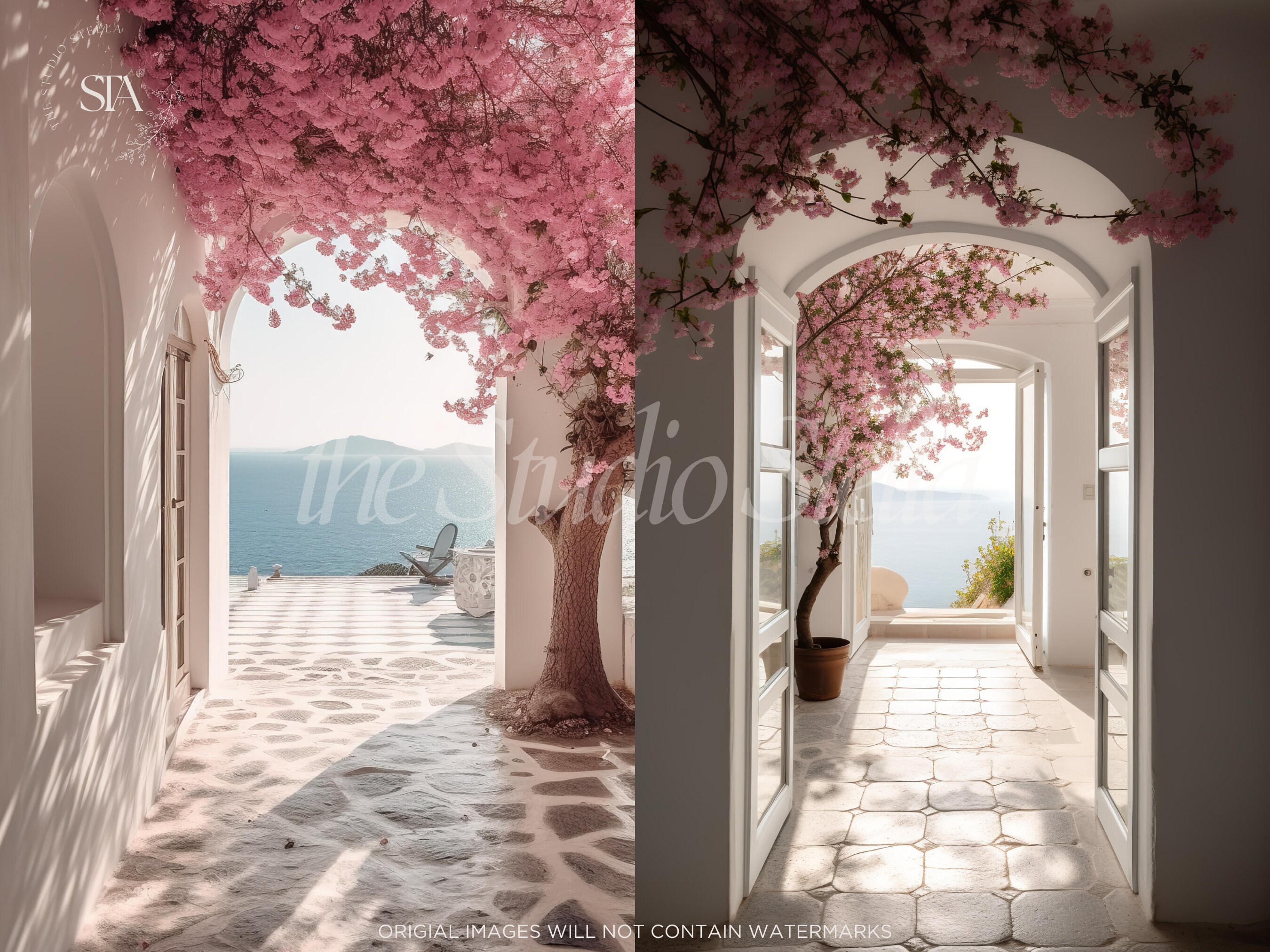 Grecian Bloom Floral Backdrop, Greek Boho Digital Backdrops for ...