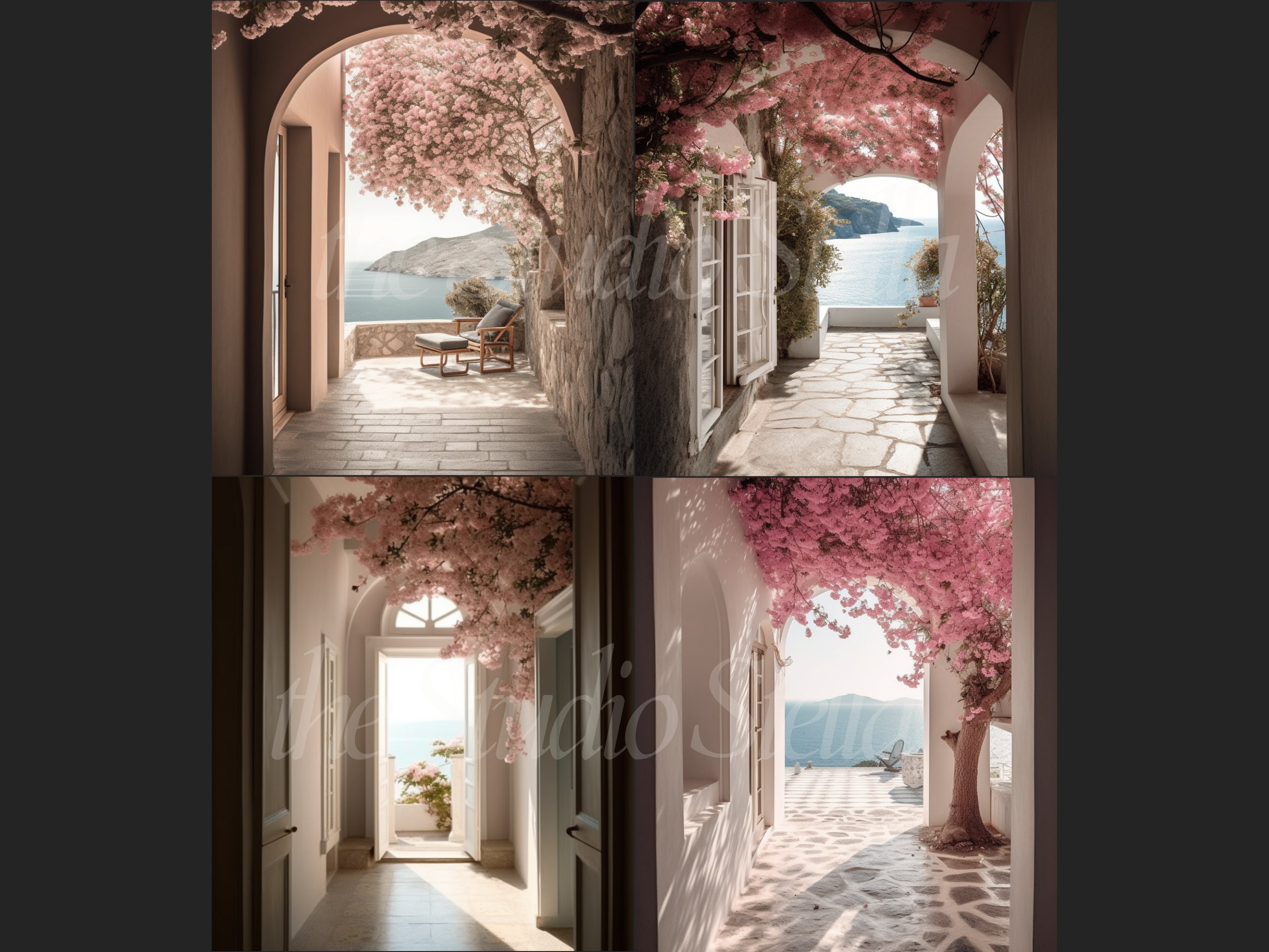 Grecian Bloom Floral Backdrop, Greek Boho Digital Backdrops for ...