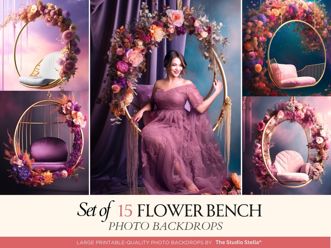 Bright and Colorful Floral Bench Backdrop Pack - 15 High-quality ...