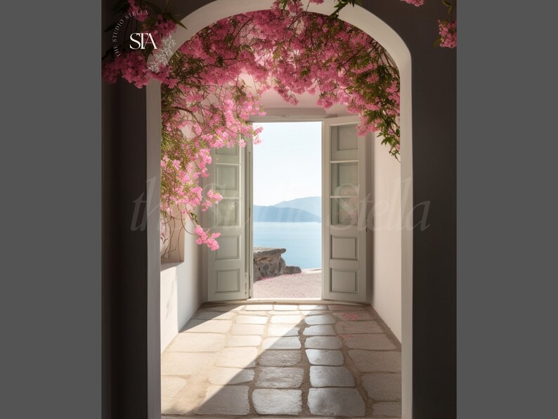 Grecian Bloom Floral Backdrop, Greek Boho Digital Backdrops for ...