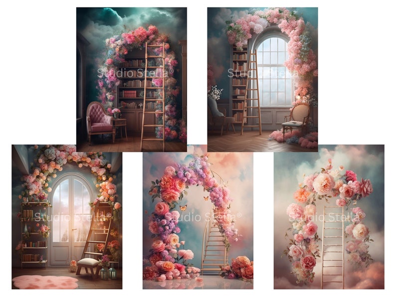 Bright and Colorful Heavenly Floral Sky Backdrop Pack - 14 High-quality ...